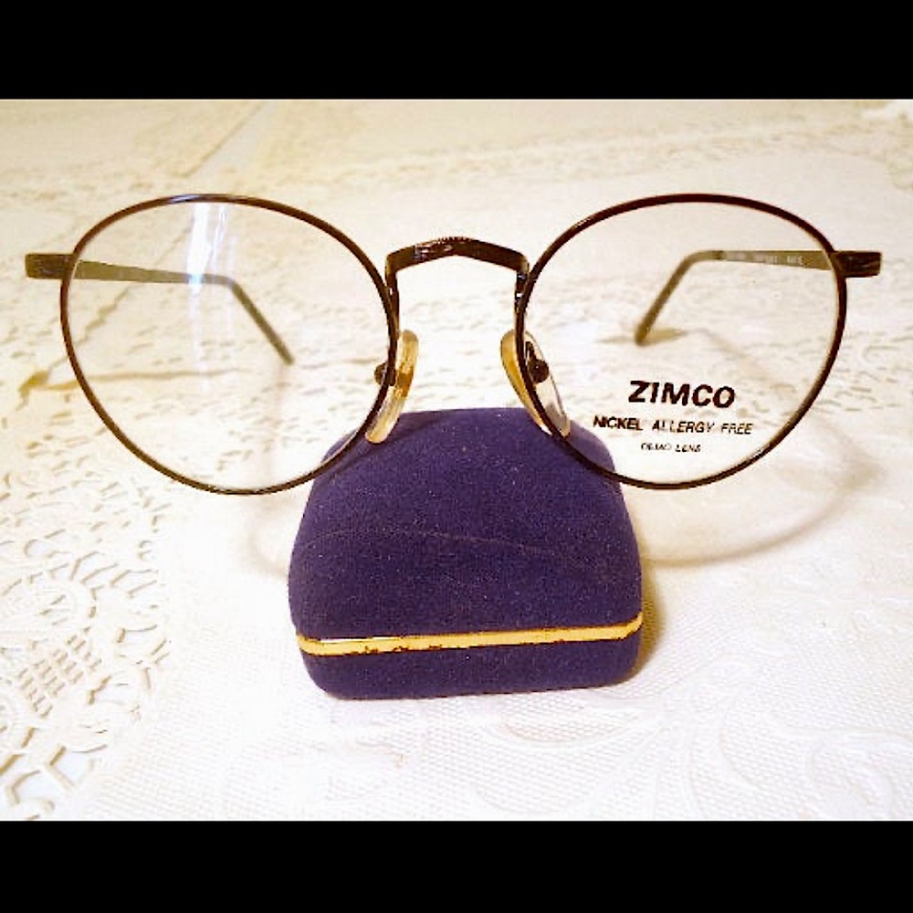 Zimco Vintage Round Eyeglasses Frame 4820140 Black Gem
